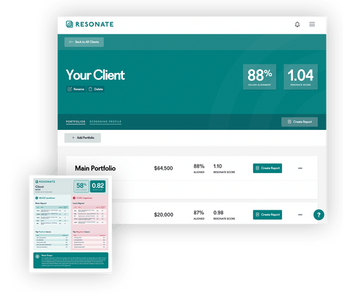 Resonate — Connecting portfolios with your clients values