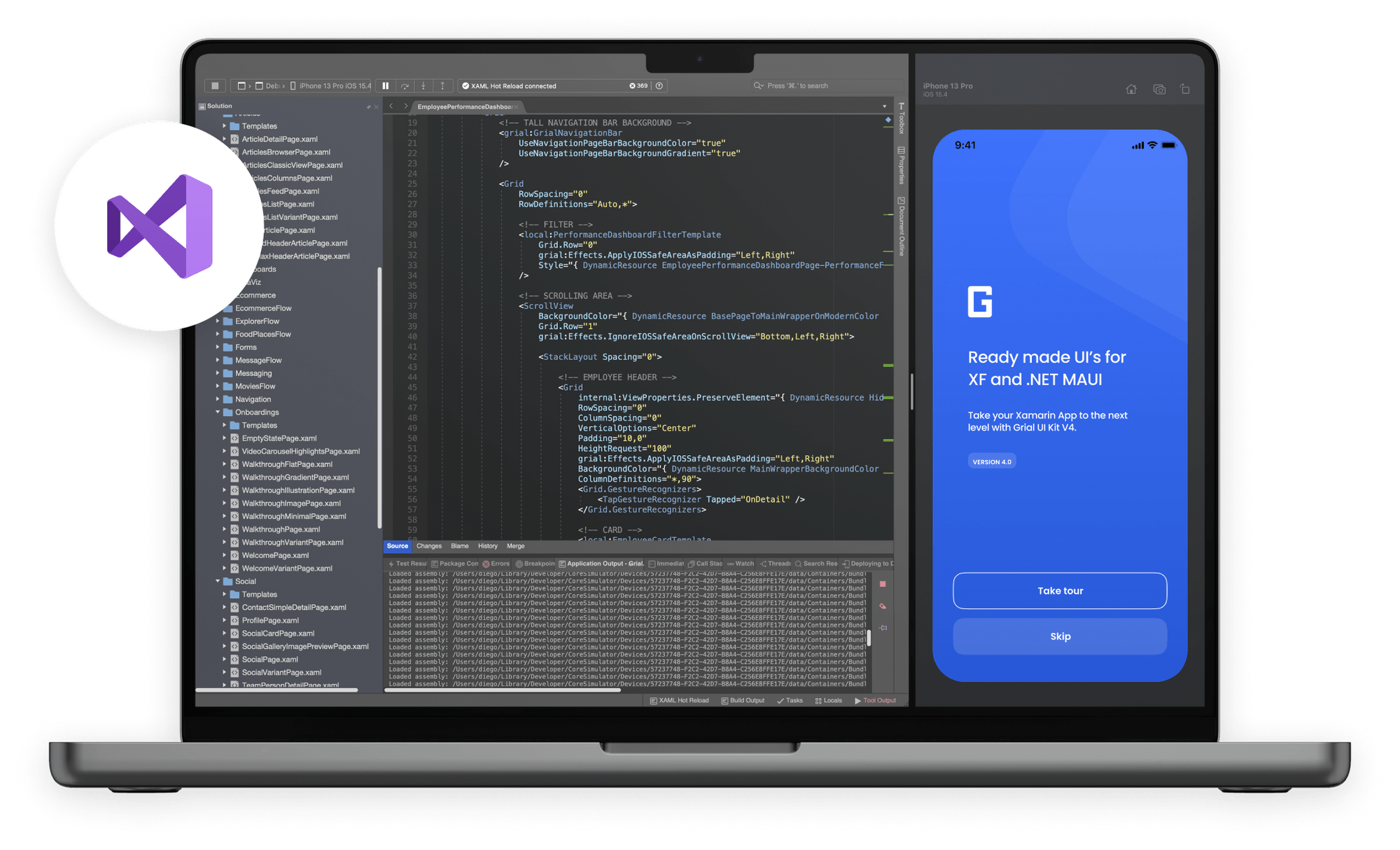 .NET MAUI and Xamarin.Forms XAML templates, Grial UI Kit