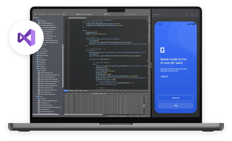 .NET MAUI and Xamarin.Forms XAML templates, Grial UI Kit