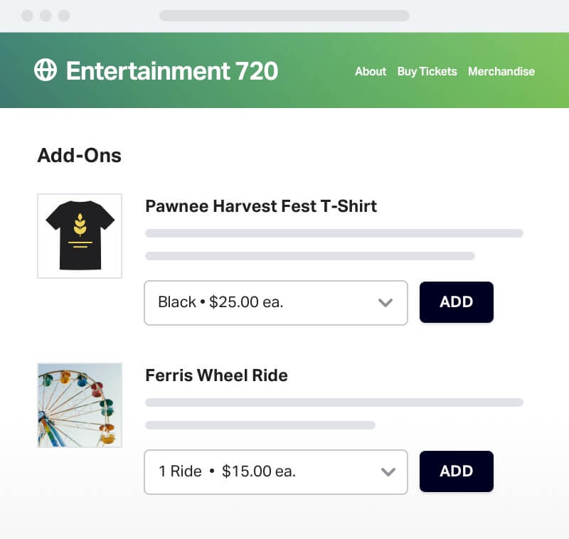 Upsells and Upgrades on Ticketing Pages | TicketSpice