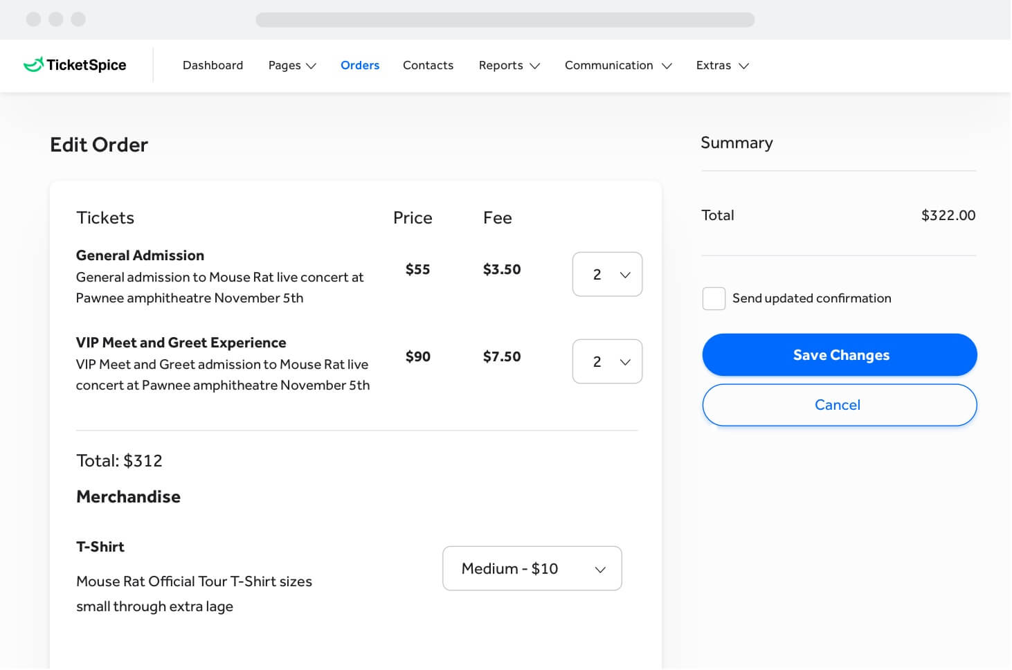 Easy Ticket Order Edits, Upgrades, and Cancelations