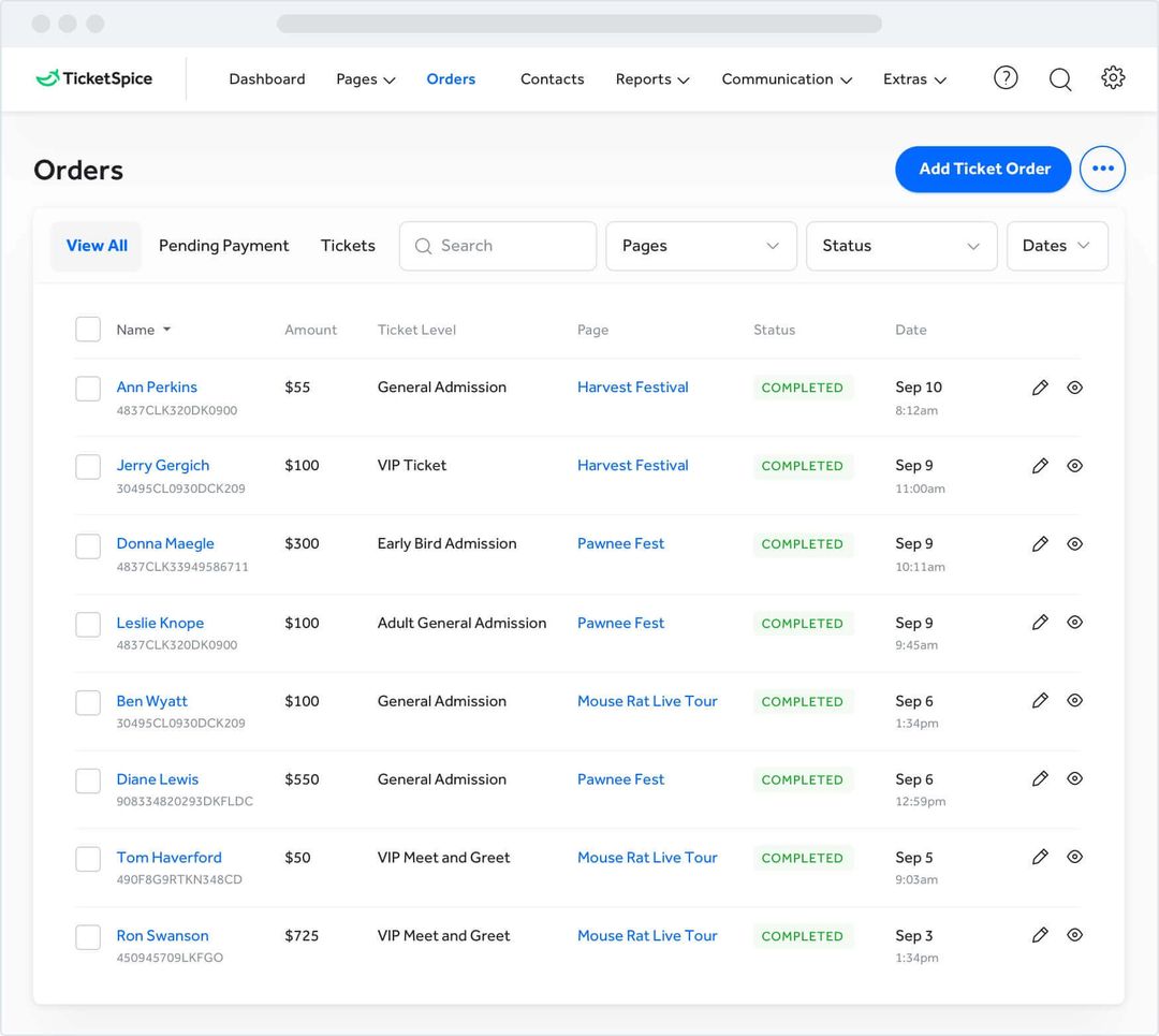 Easy Ticket Order Edits, Upgrades, and Cancelations