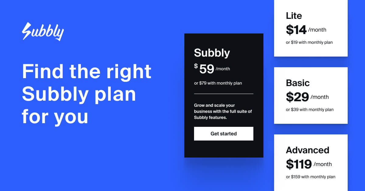 Subbly's Plans & Pricing