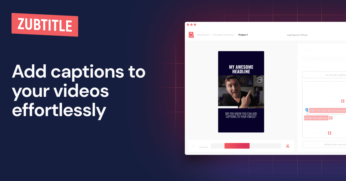 Automatically Add Captions to Videos - Zubtitle