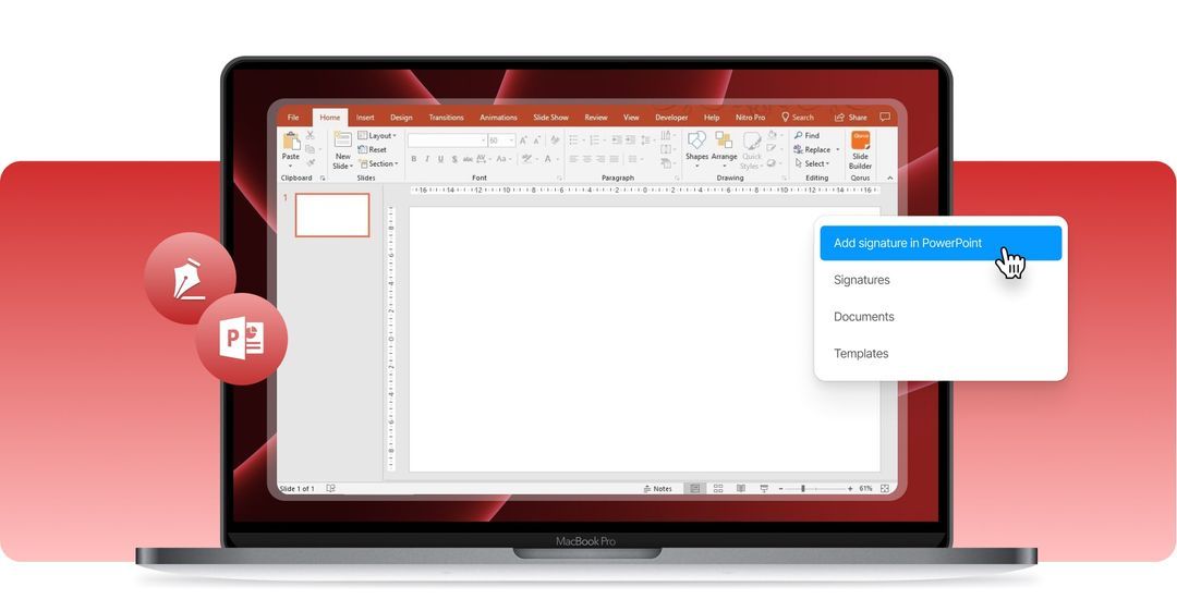 Add signature to PowerPoint documents (PPT, PPTX), the 100% faster way