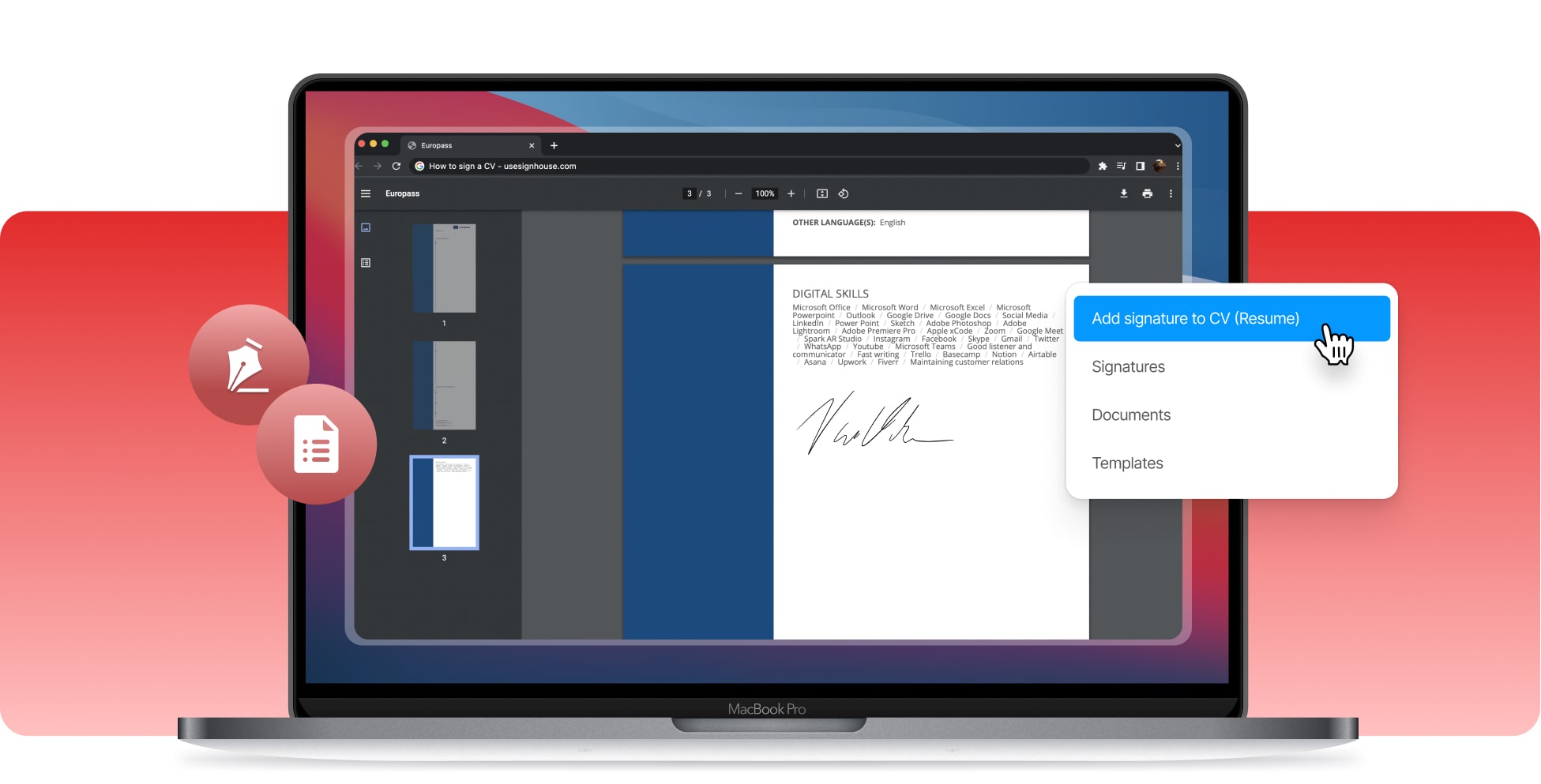 Add signature to CV (Resume), the 100% faster way