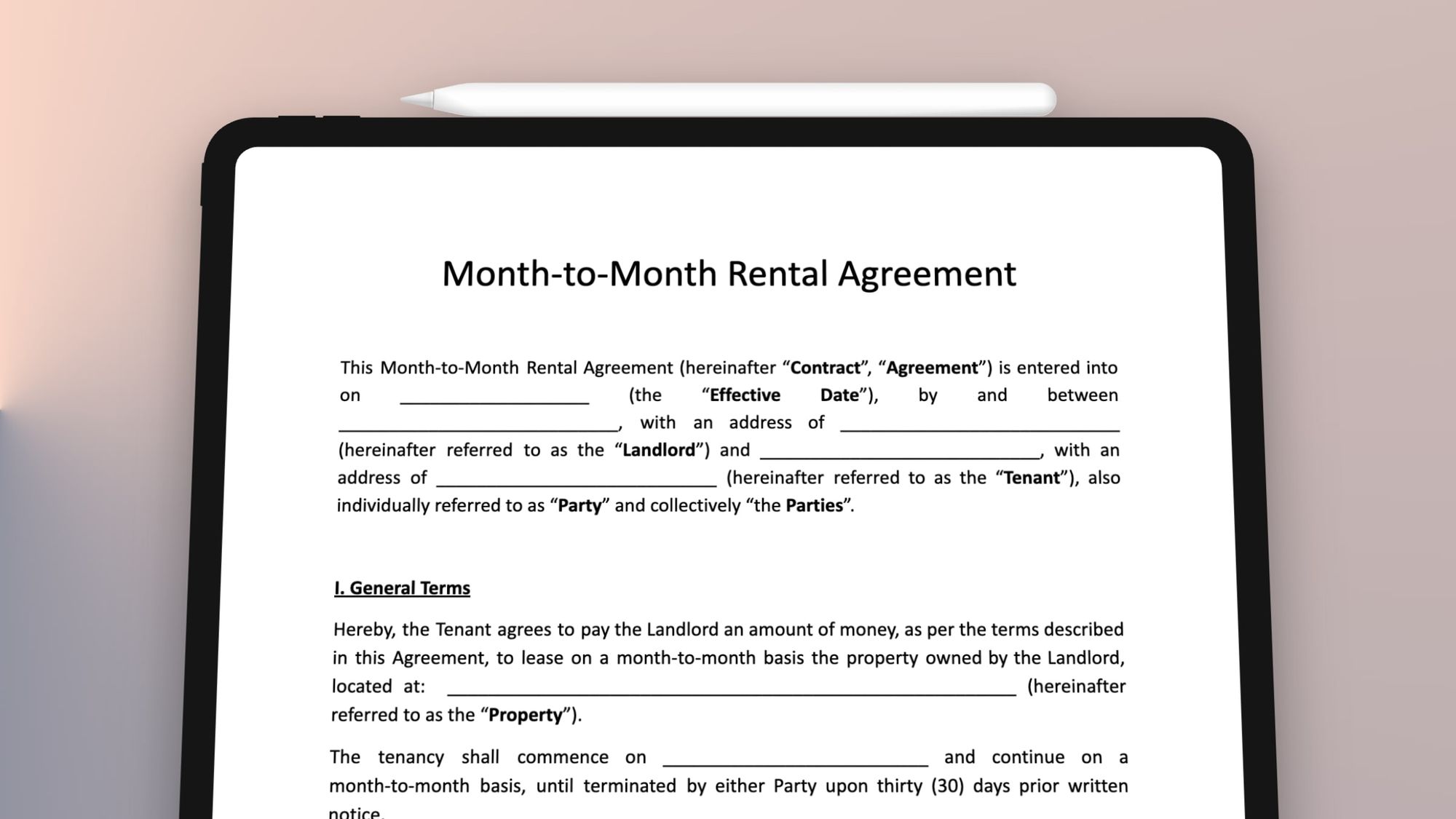 THE Working Month-to-Month Rental Agreement Template