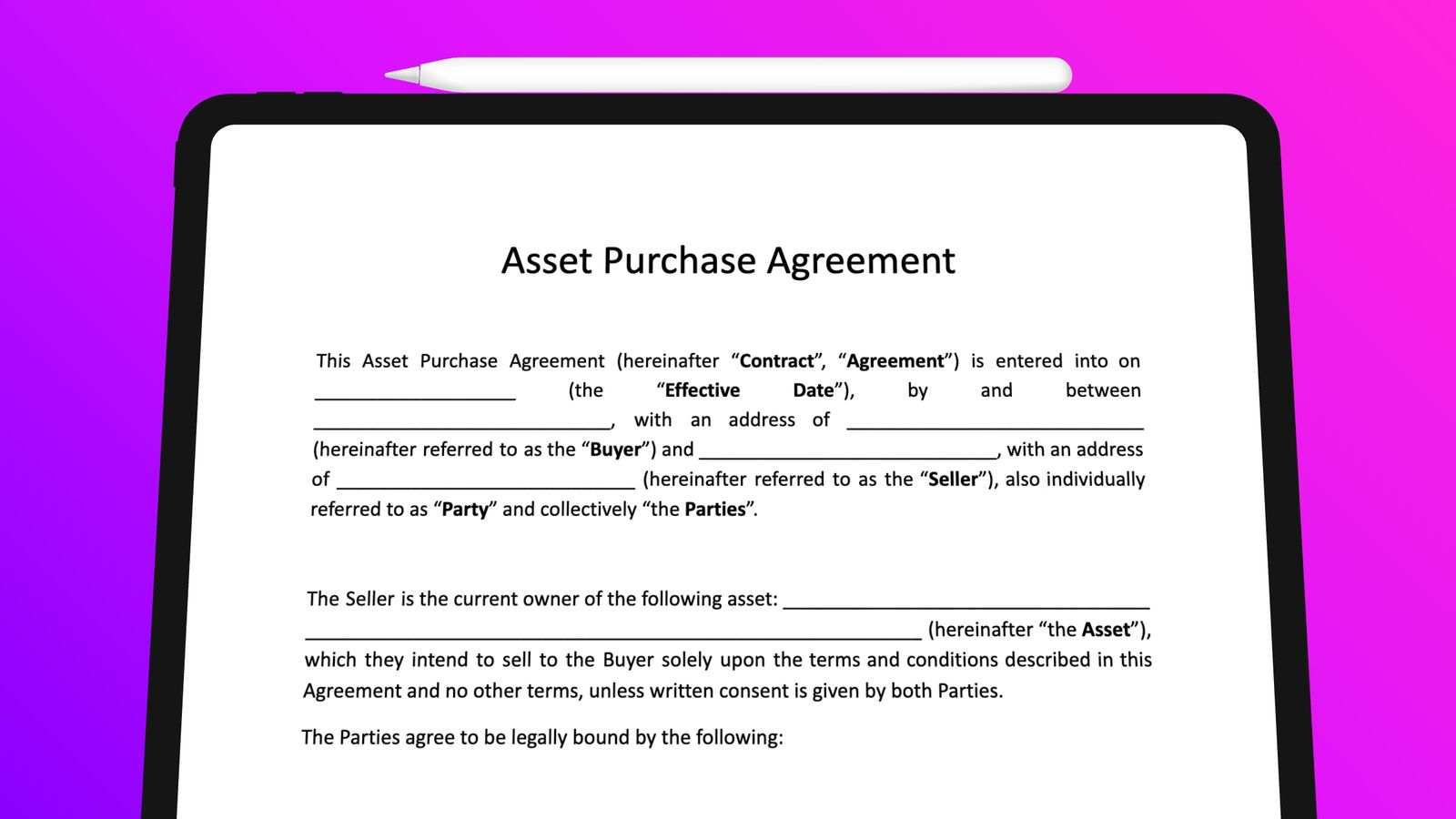 THE Working Asset Purchase Agreement Template (Free)