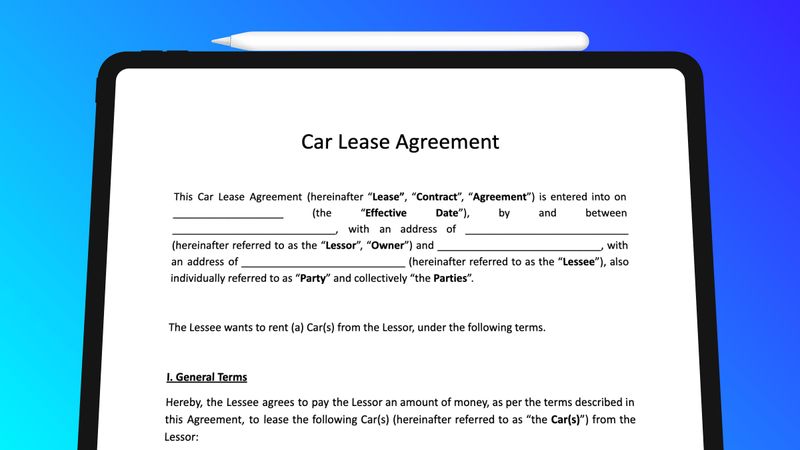 THE Working Car Lease Agreement Template (100% Free)