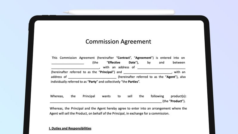THE Working Commission Agreement Template (Free & Editable)