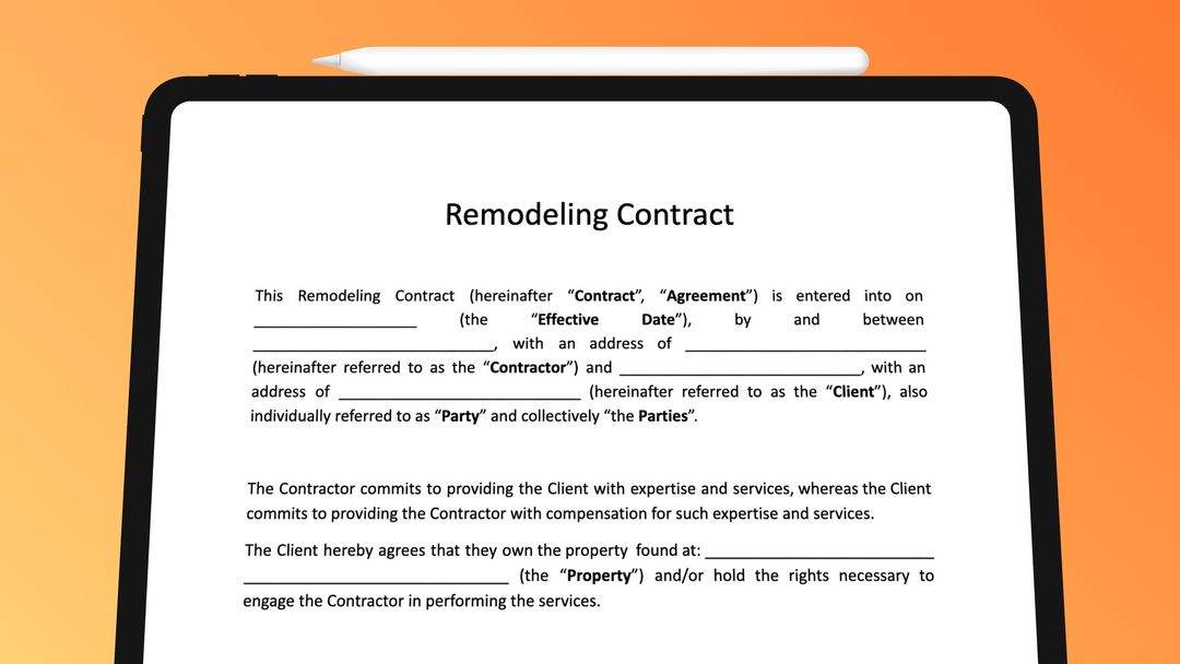 THE Working Remodeling Contract Template (Free Edit & Download)