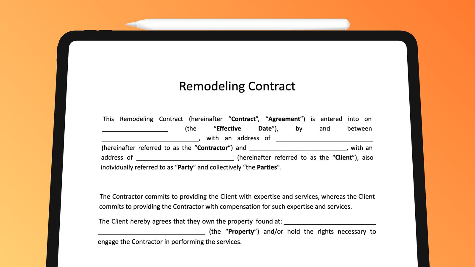 THE Working Remodeling Contract Template (Free Edit & Download)