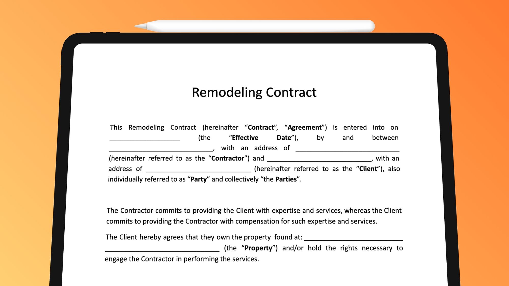 THE Working Remodeling Contract Template (Free Edit & Download)