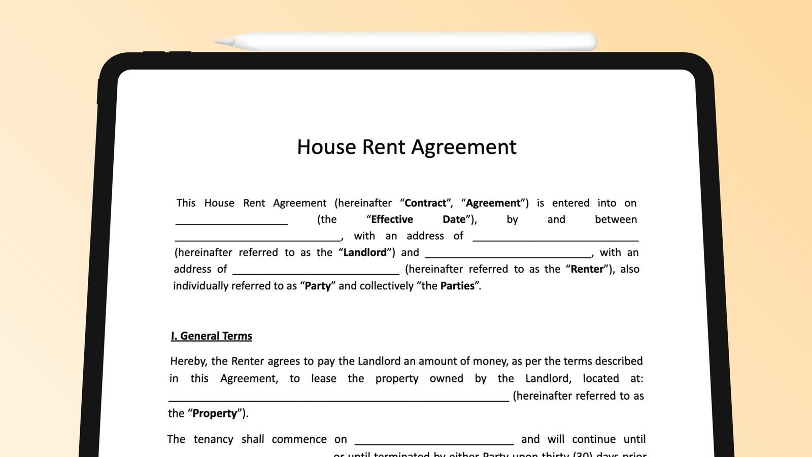 THE Working House Rental Agreement Template
