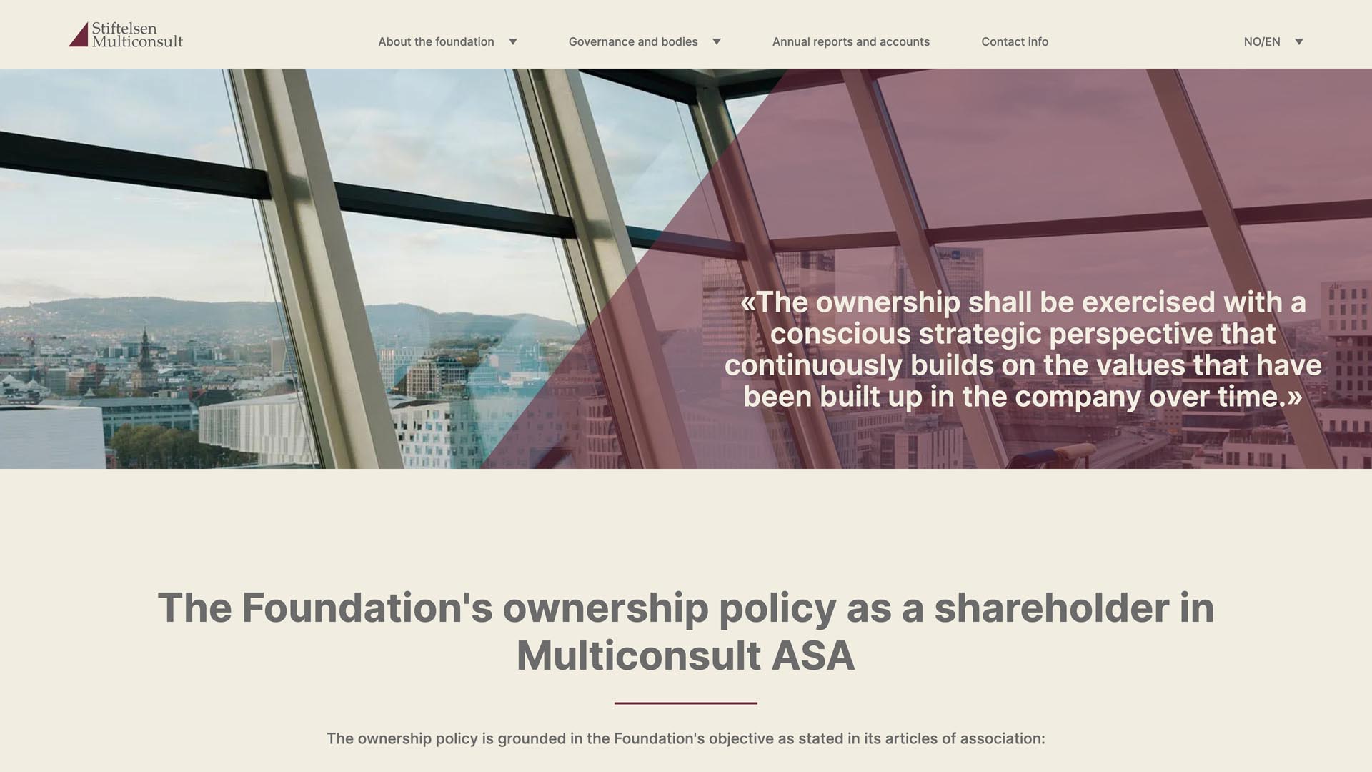 Ownership policy| Stiftelsen Multiconsult