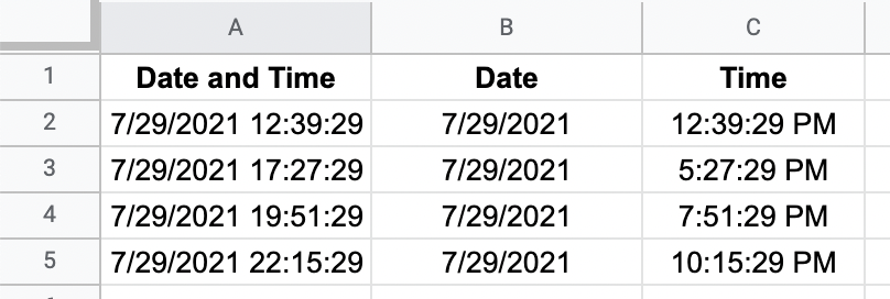 Separate Date And Time From A Timestamp In Google Sheets