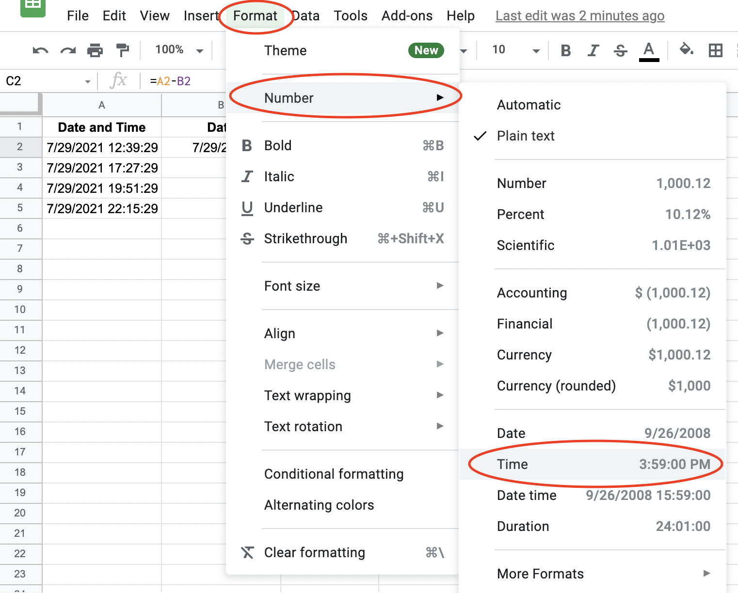 Separate Date And Time From A Timestamp In Google Sheets