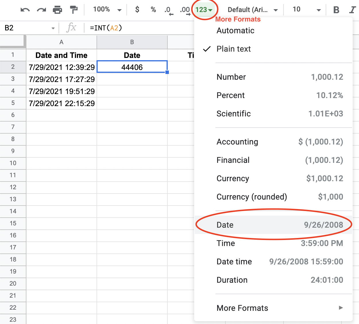 Separate Date And Time From A Timestamp In Google Sheets