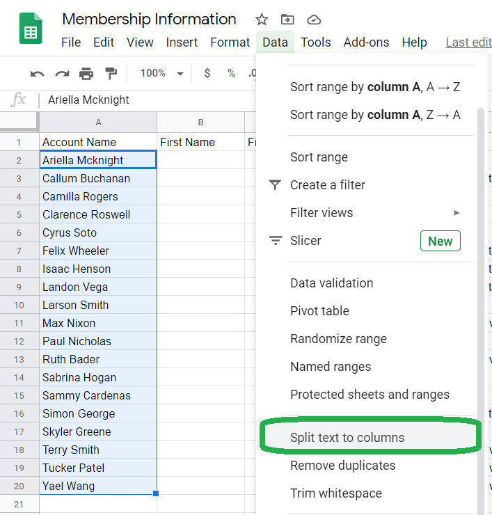 How To Split Cells In Google Sheets Lido app