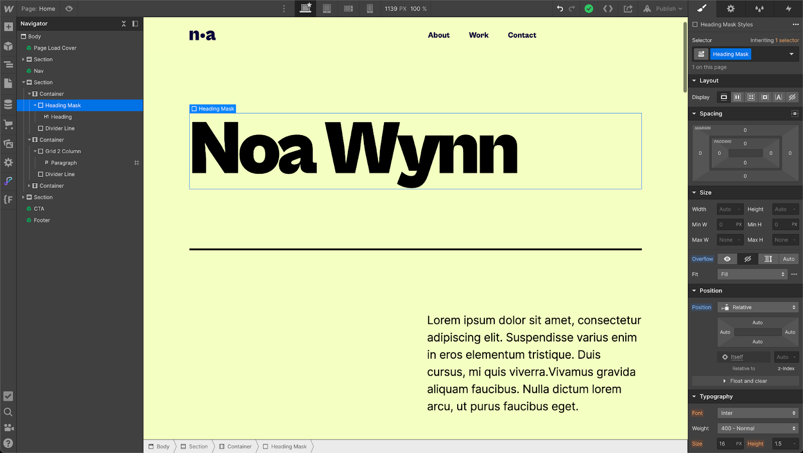 Noa template for Webflow (2023) · Bryn Taylor