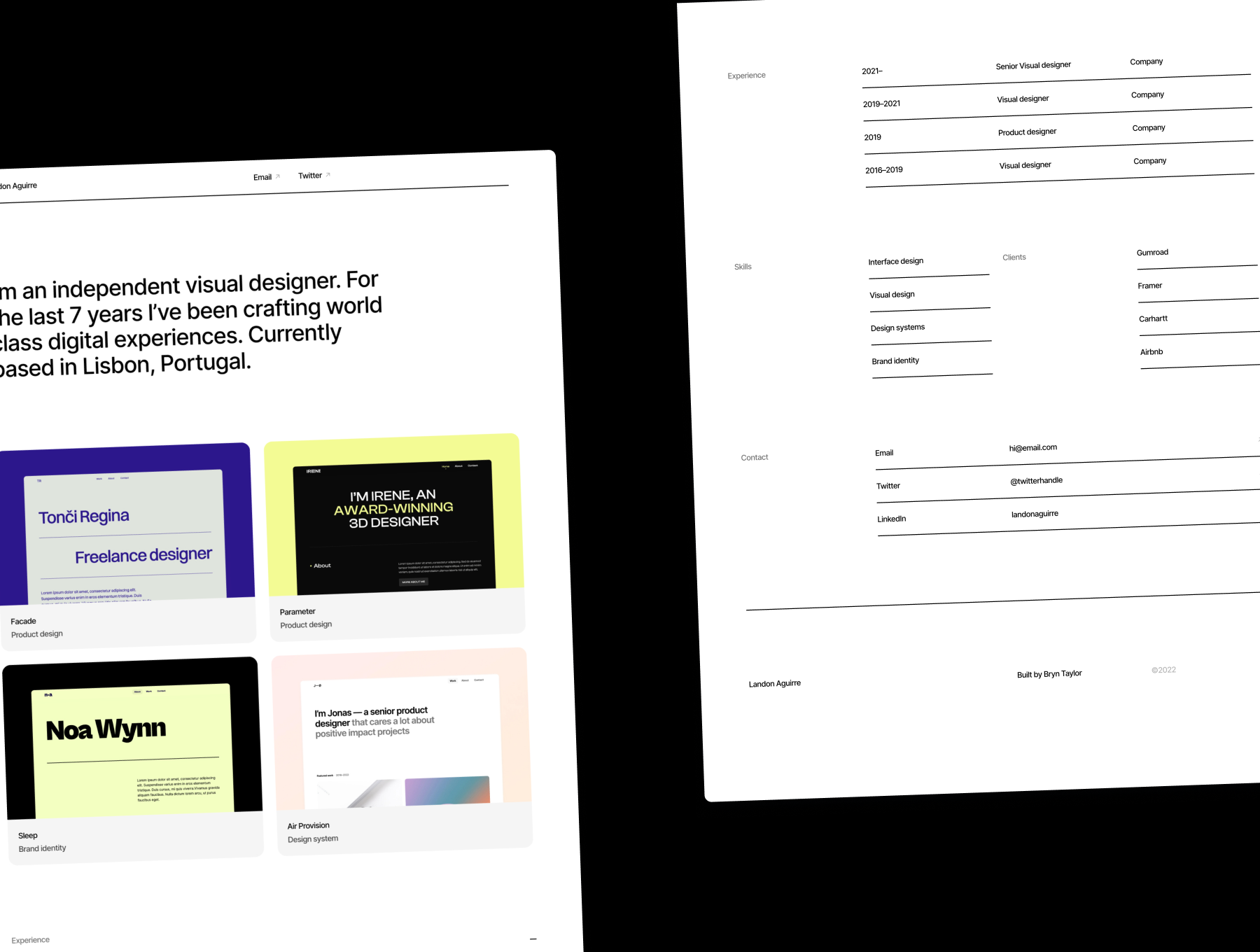 Minimal portfolio template for Framer (2023) · Bryn Taylor