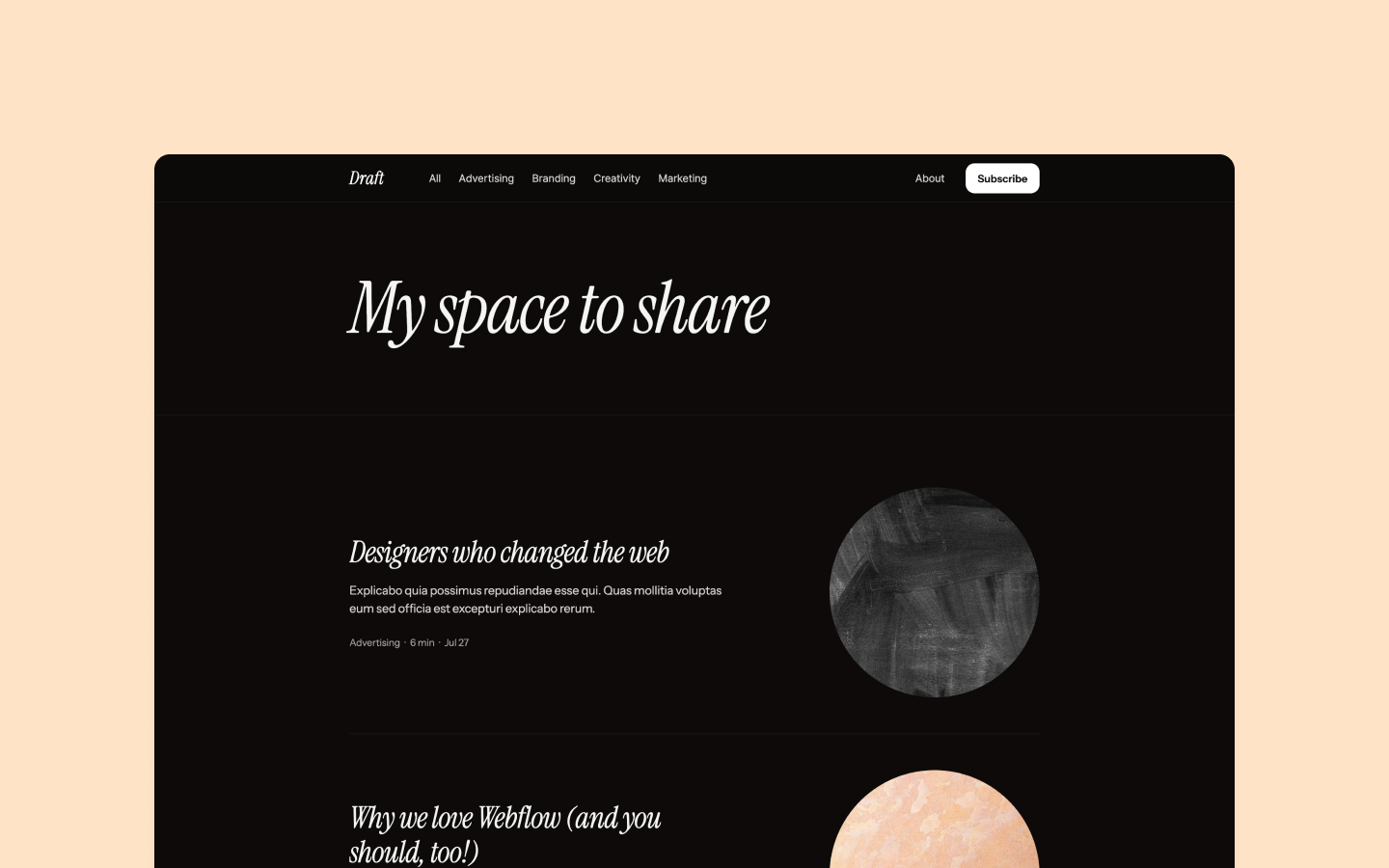 Draft template for Webflow (2023) · Bryn Taylor