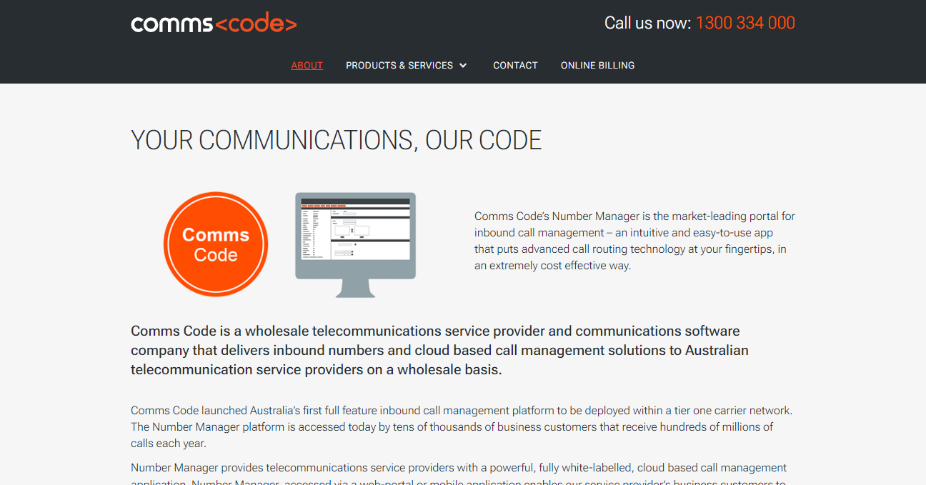 About Comms Code - Wholesale number management