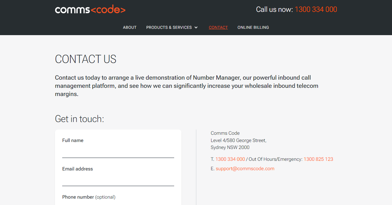 Contact Comms Code - Number Manager our inbound call management platform