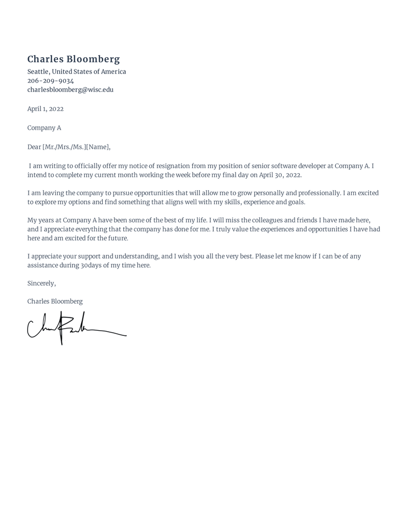 100+ Free Resignation Letter Templates & Samples - Rezi