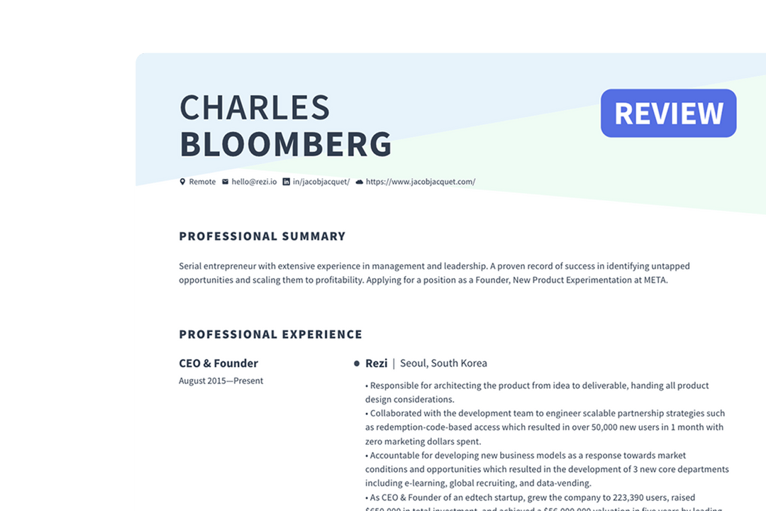 Rezi - The Leading AI Resume Builder trusted by 1,008,416 users