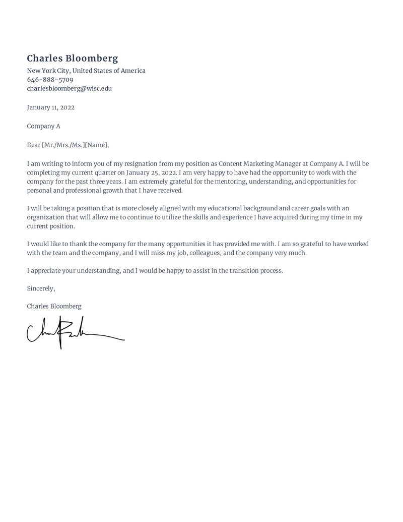 100+ Real Resignation Letter Samples - Rezi