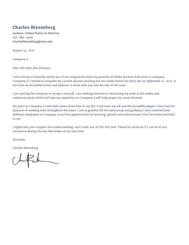 100+ Free Resignation Letter Templates & Samples - Rezi