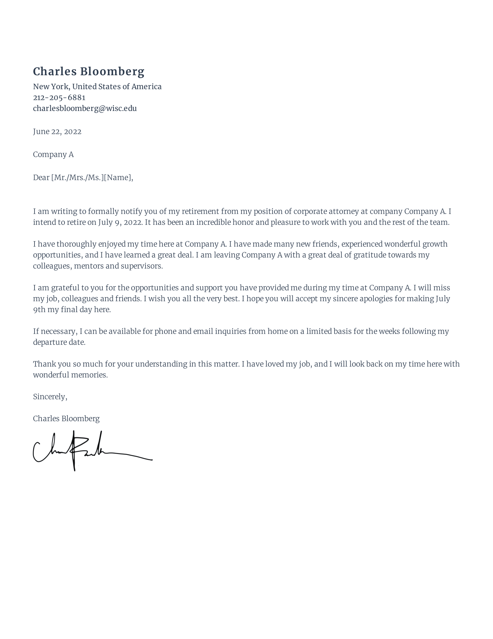 Free Retirement Notice Resignation Letter Sample Rezi Free Retirement Notice Resignation Letter Sample Rezi