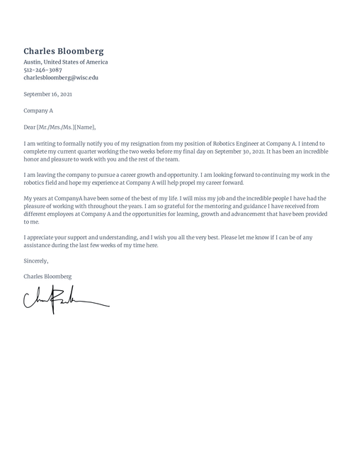 100+ Free Resignation Letter Templates & Samples - Rezi