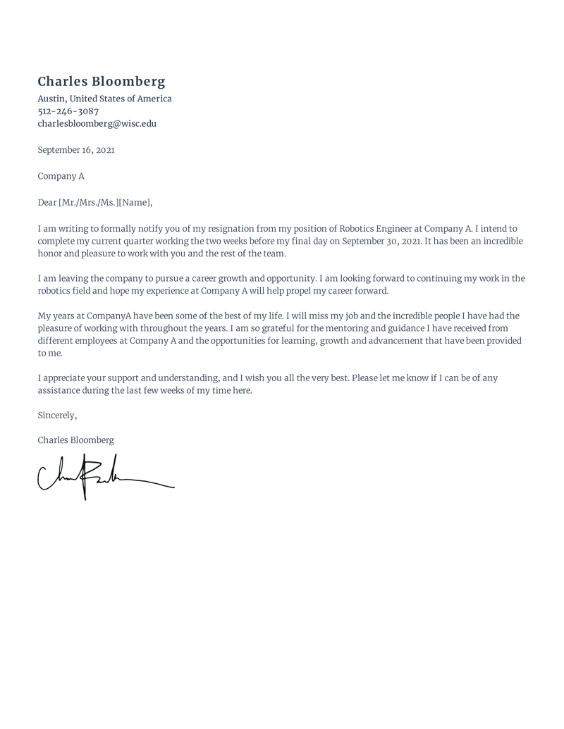 100+ Free Resignation Letter Templates & Samples - Rezi