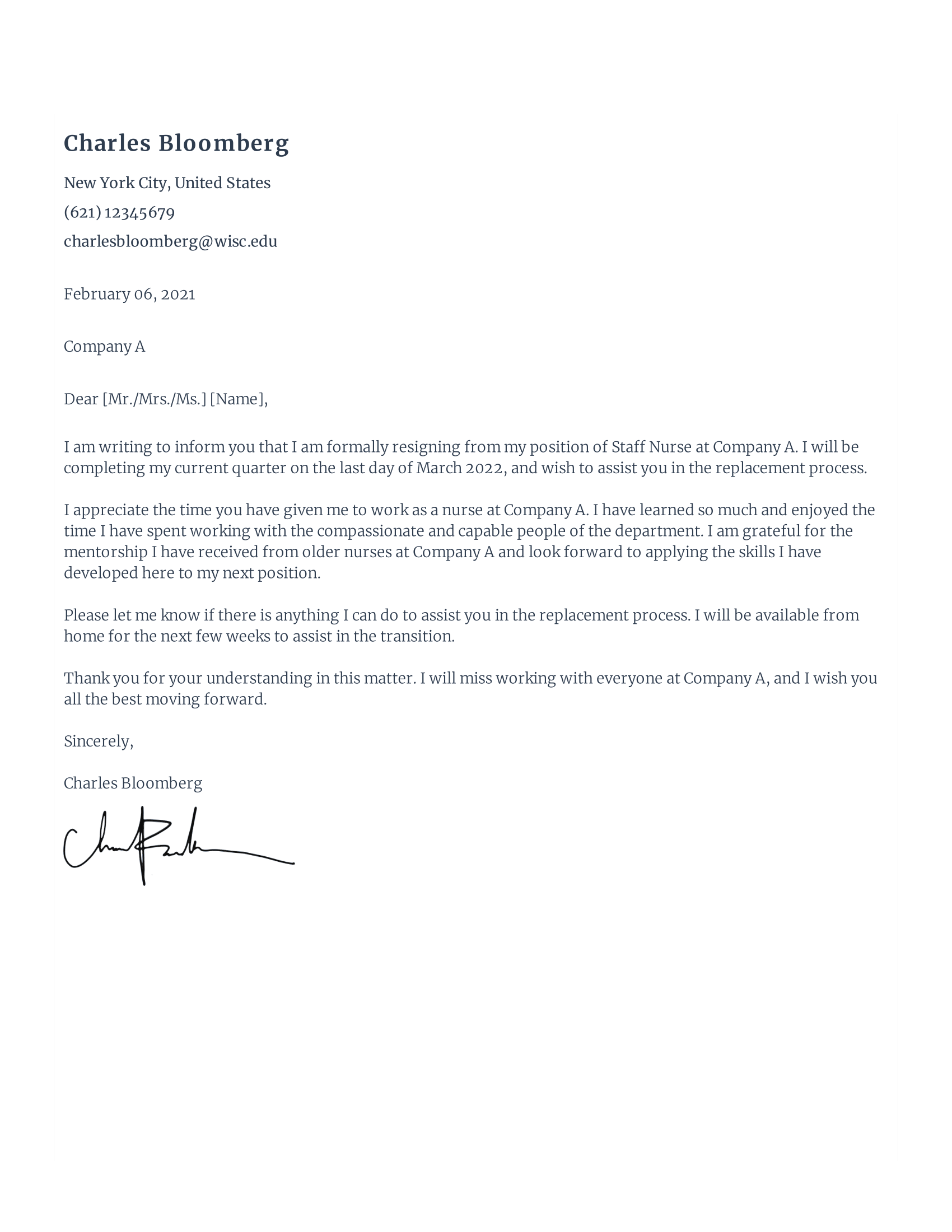 Great Tips About Resignation Letter From Nursing Job Sample Resume For 
