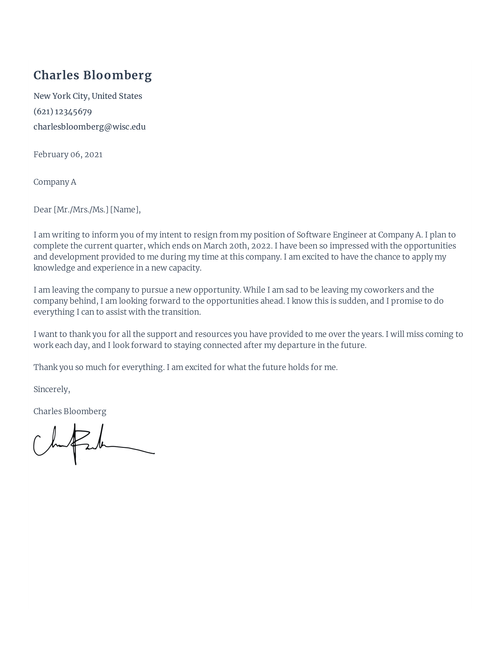 100+ Free Resignation Letter Templates & Samples - Rezi