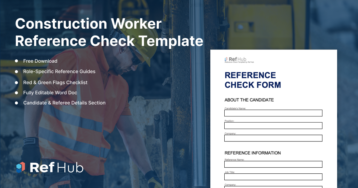 Free Construction Worker Reference Check Template | Download Now!