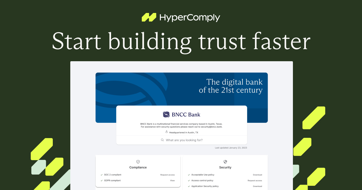 Share security information with a public Trust Page from HyperComply
