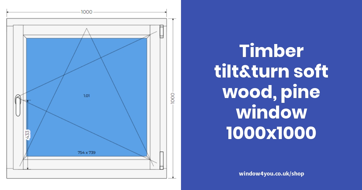 Timber tilt&turn soft wood, pine window 1000x1000