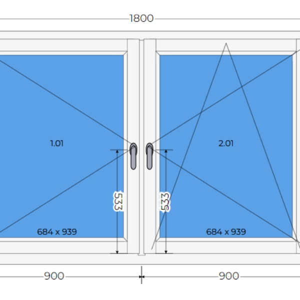 Timber tilt&turn soft wood, pine window 1000x1000