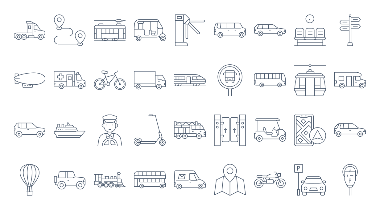Transport & Travel Icons | DrawKit