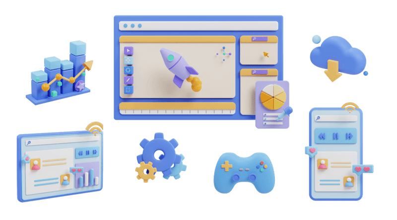 3D Bubbly Tech & UI Illustrations | DrawKit