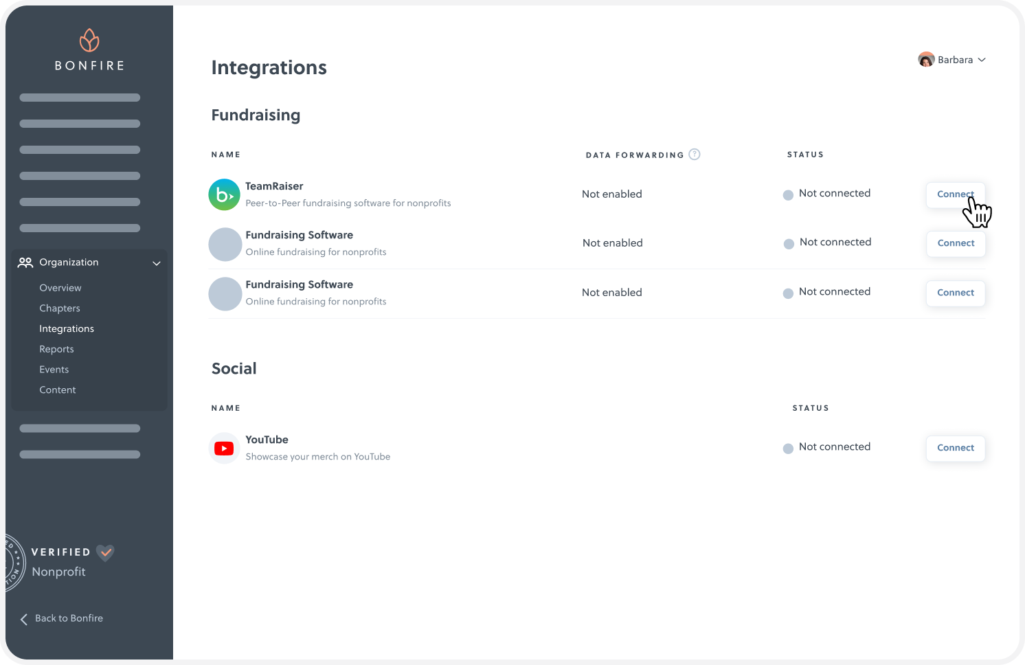 Bonfire Connect: TeamRaiser integration docs