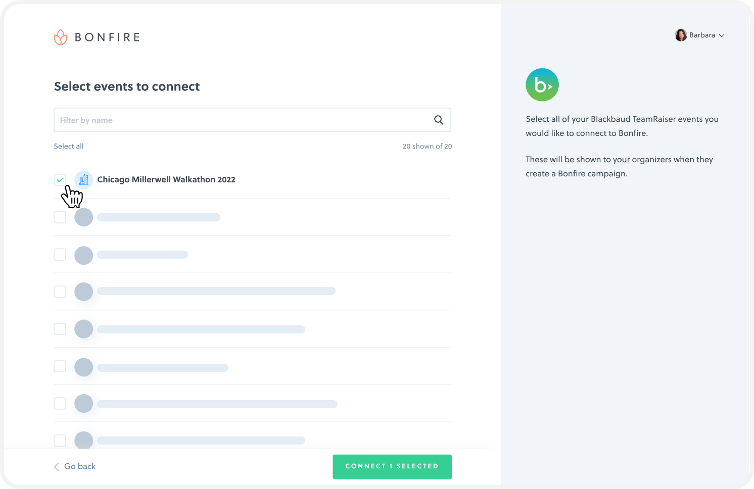Bonfire Connect: TeamRaiser integration docs