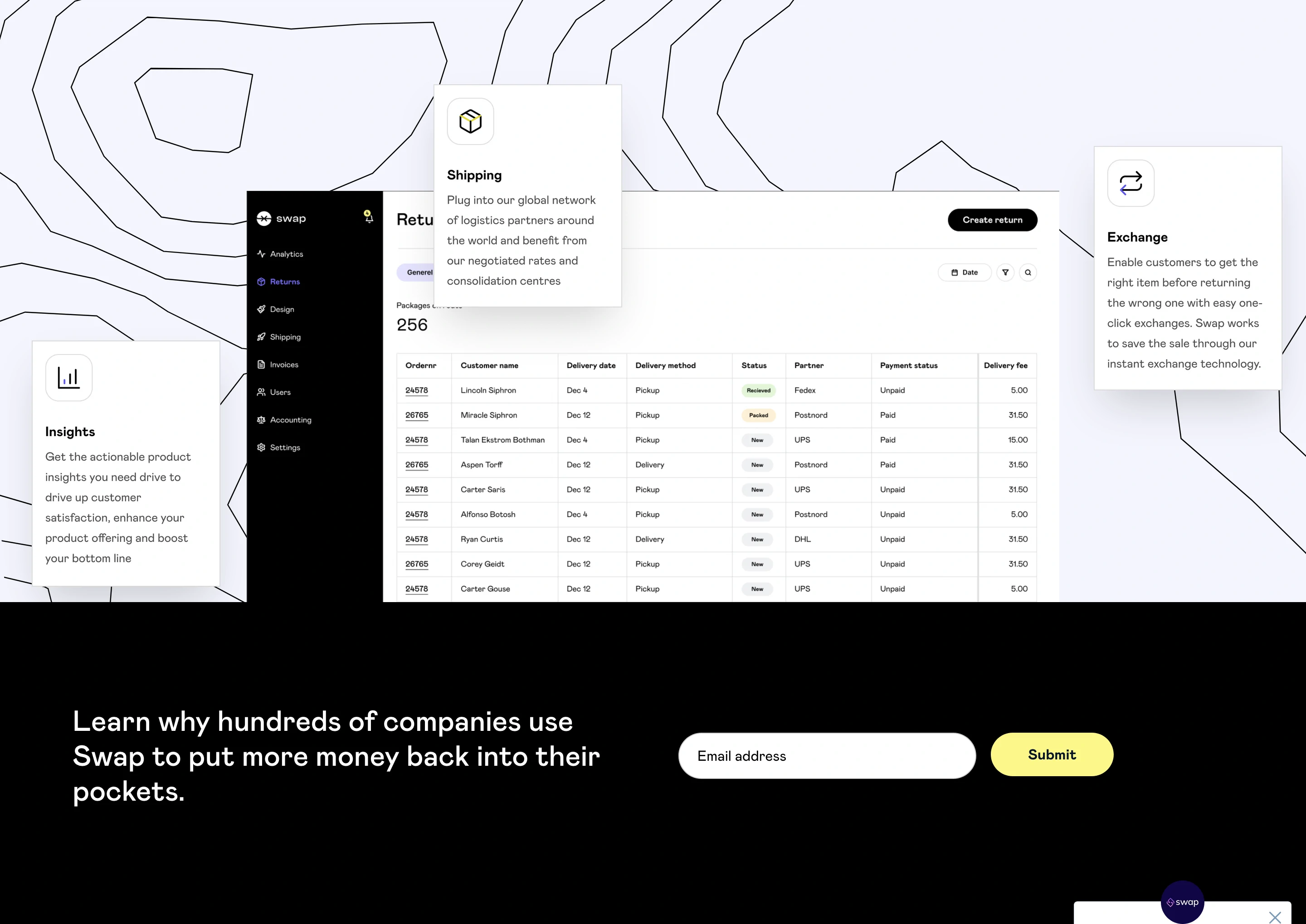 Swap Commerce Ship Page Section CTA | CTA Section Design