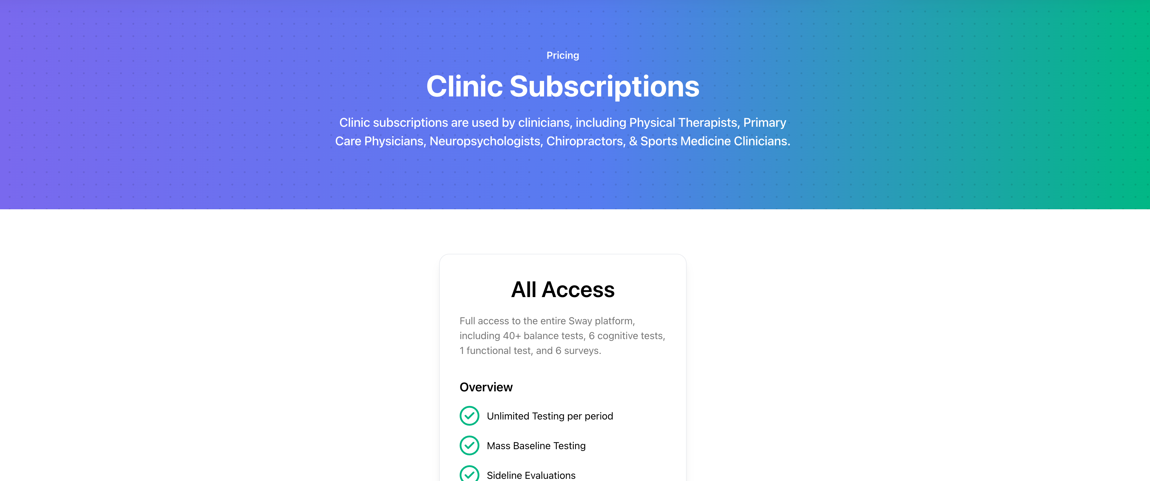 Clinic Subscriptions | Sway Medical