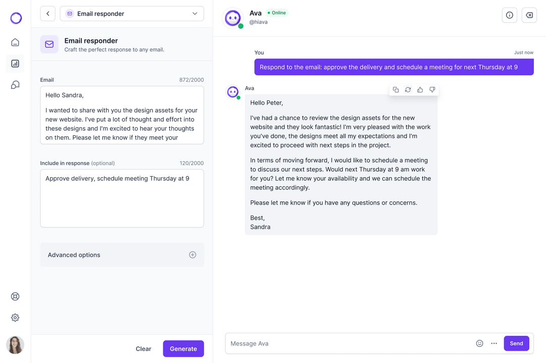 Ava - Your personal AI writing assistant
