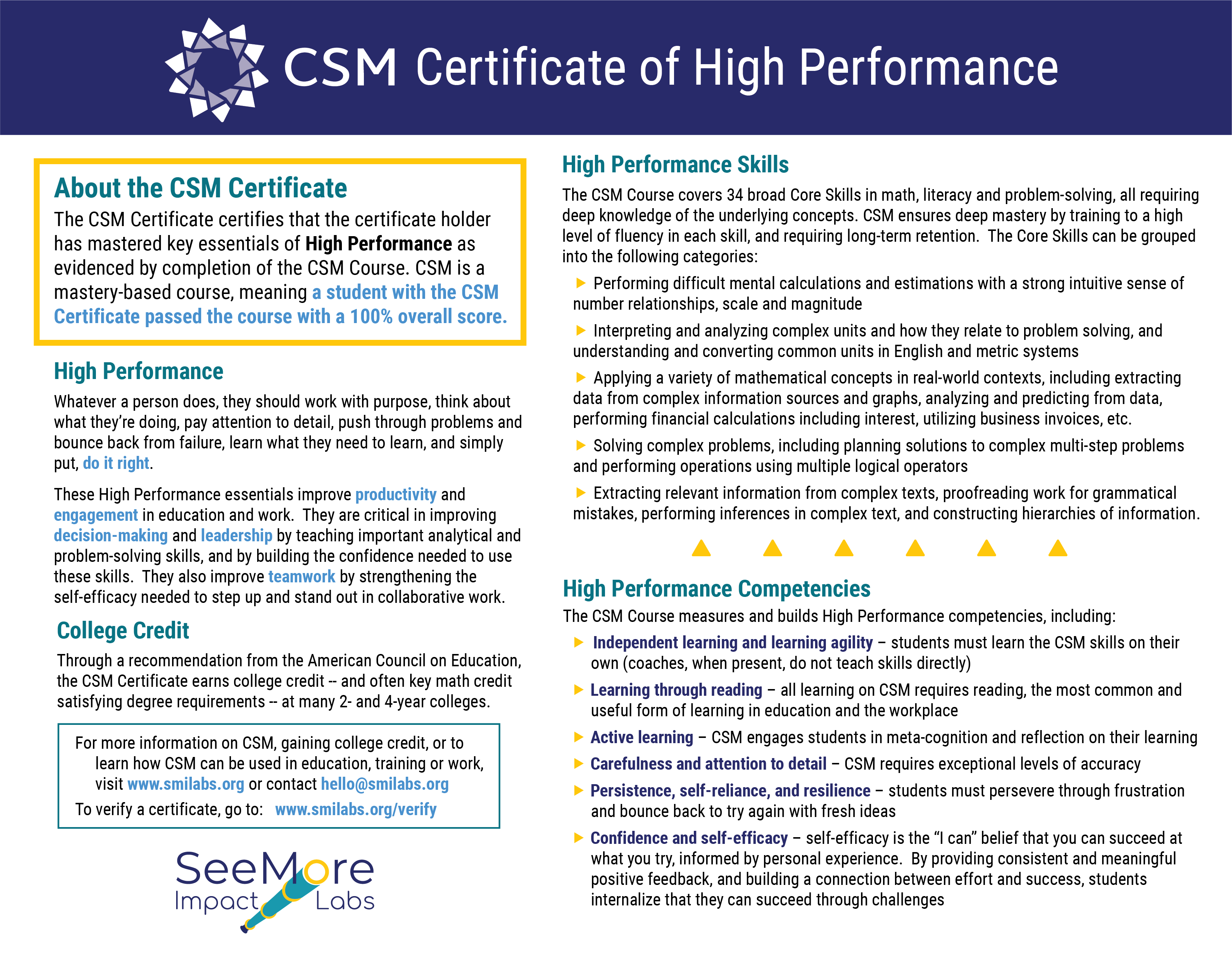 Certificate Information for Employers