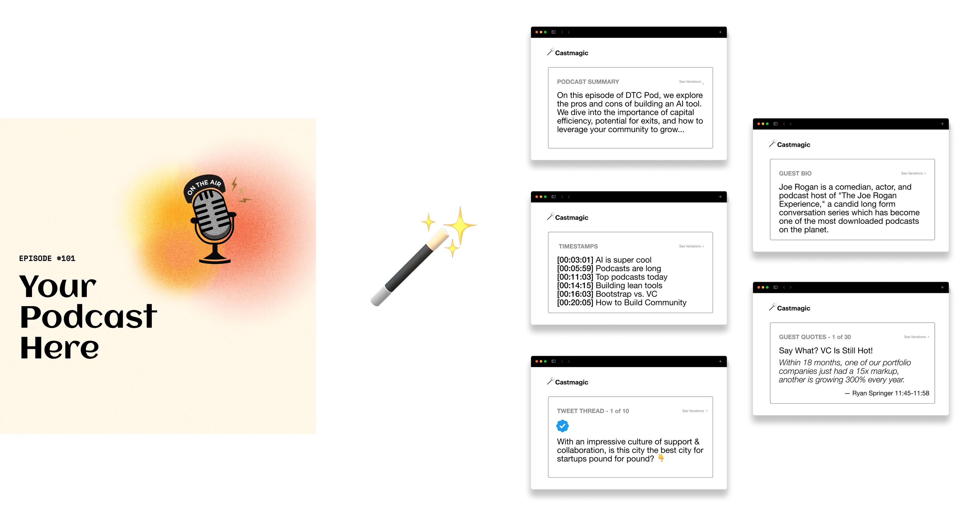 Castmagic Features - 10x Audio Content With AI